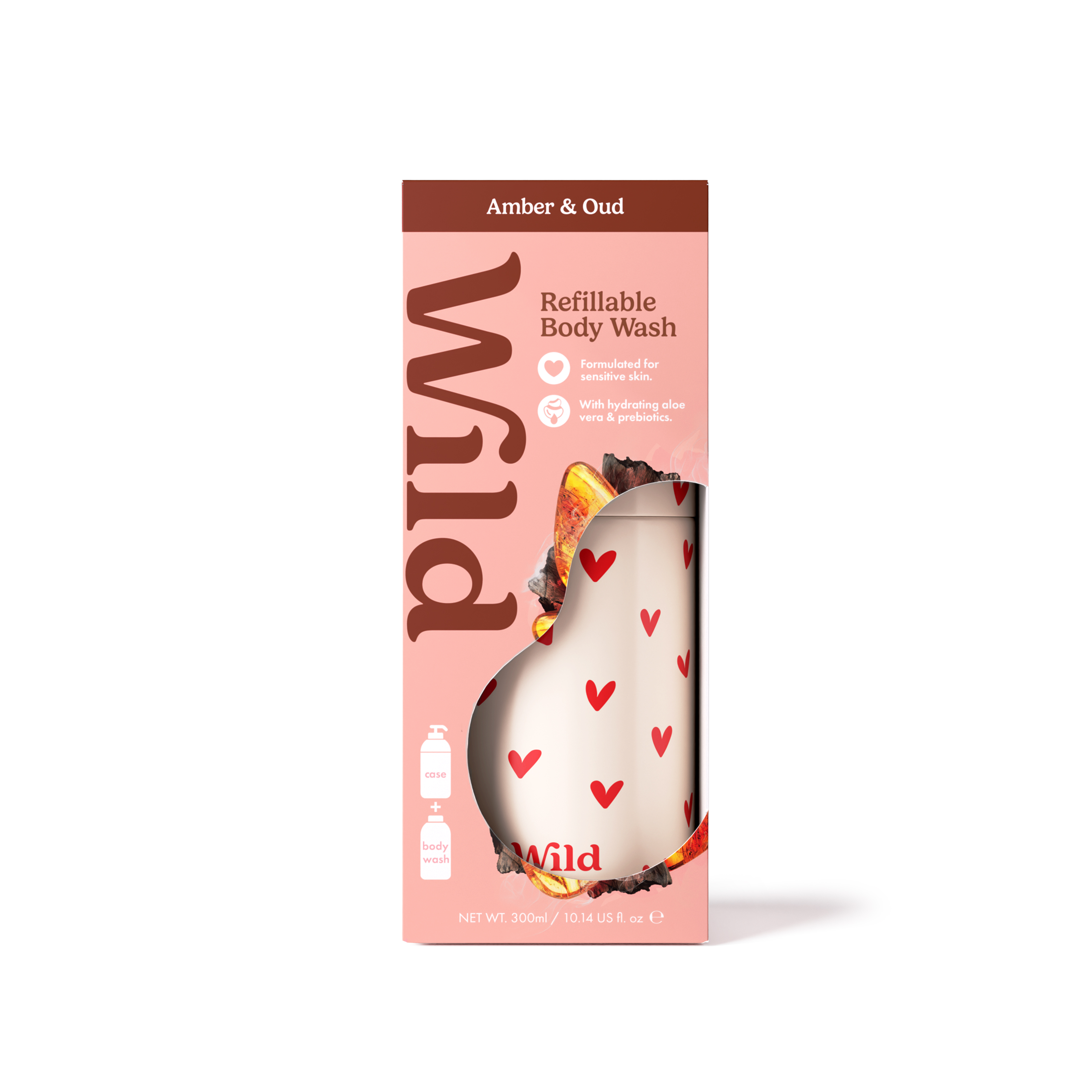 Wild Body Wash Heart Case Amber & Oud Gel za tuširanje • KOKU.si